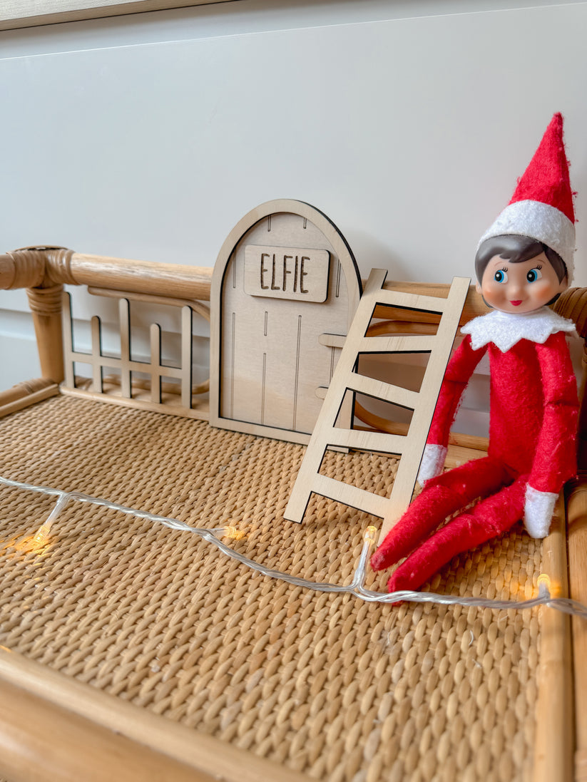 Elf door with name | ladder & fence – little redandco